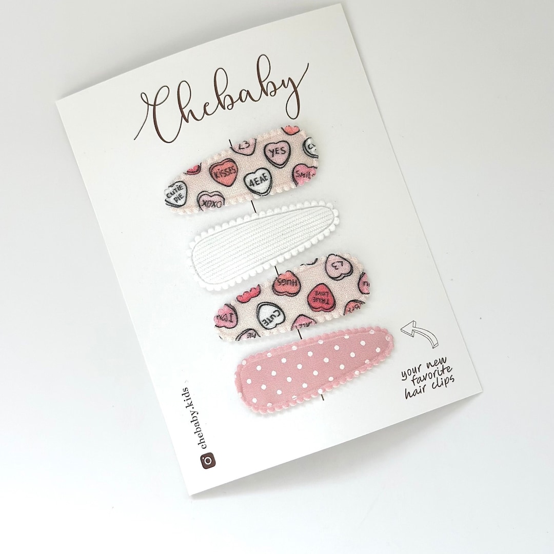 Valentines Snap Clips Set of 4, Toddler Hair Clips, Baby Hair Clips ...