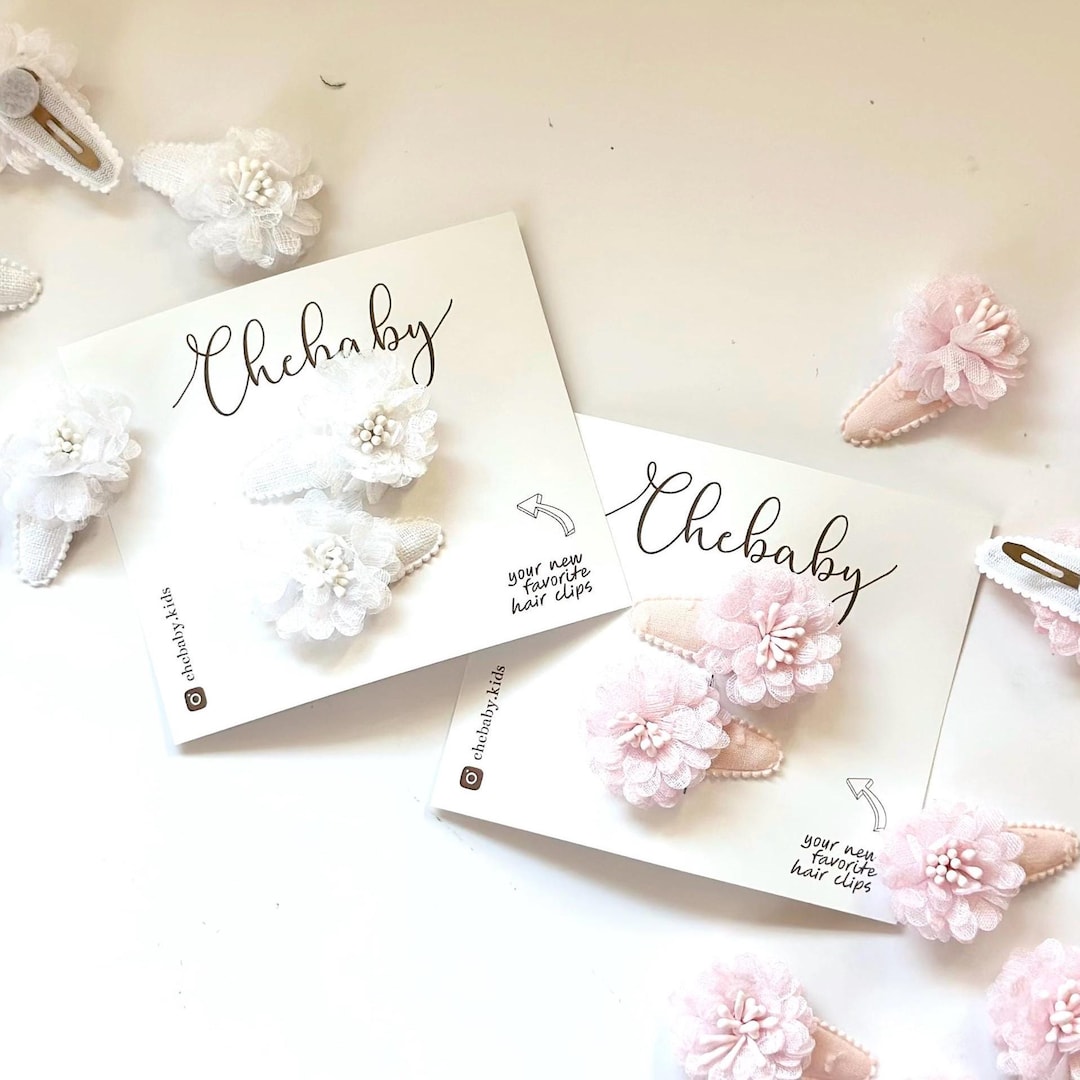 Flower Hair Clips - Set of 2 Fabric Snap Clips - Baby & Toddler - Etsy