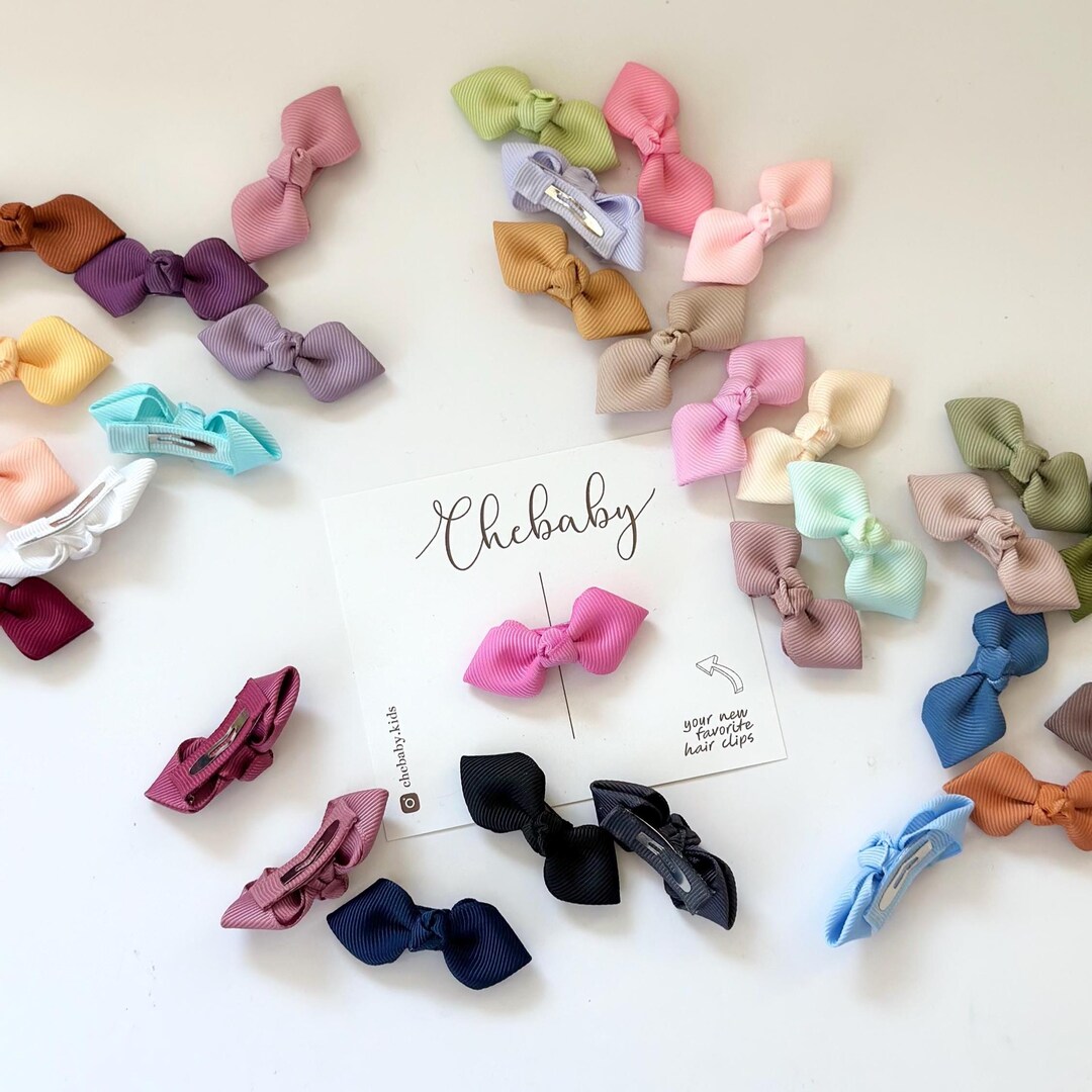 2" Knotted Grosgrain Ribbon Bow Snap Clips - Pick Your Colors - Etsy