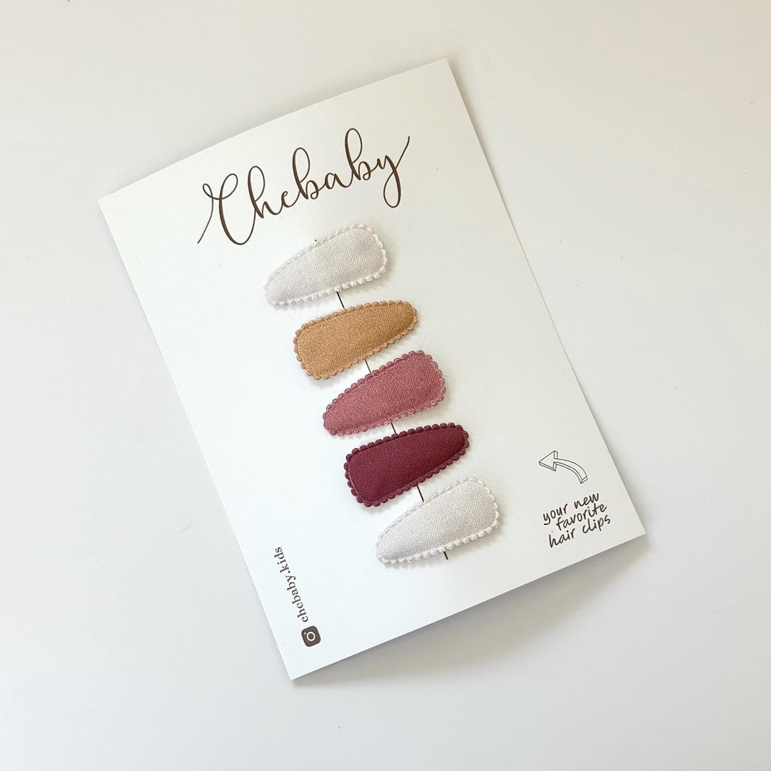 Mini Fabric Snap Clips | Set of 5, Newborn Hair Clips, Baby Hair Clips ...