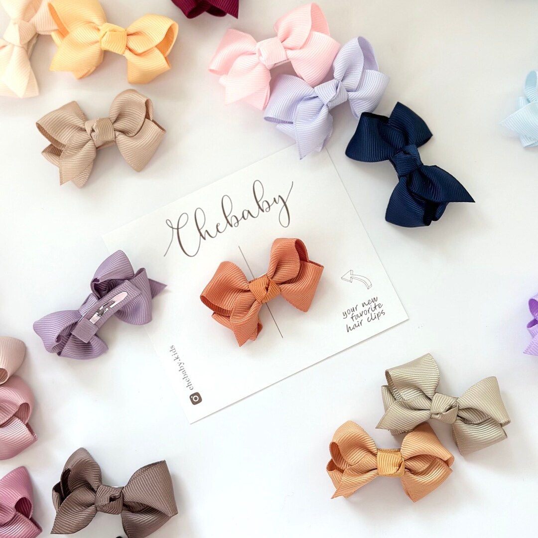 Grosgrain Ribbon Bow Snap Clips: Medium Baby Hair Clips - Etsy