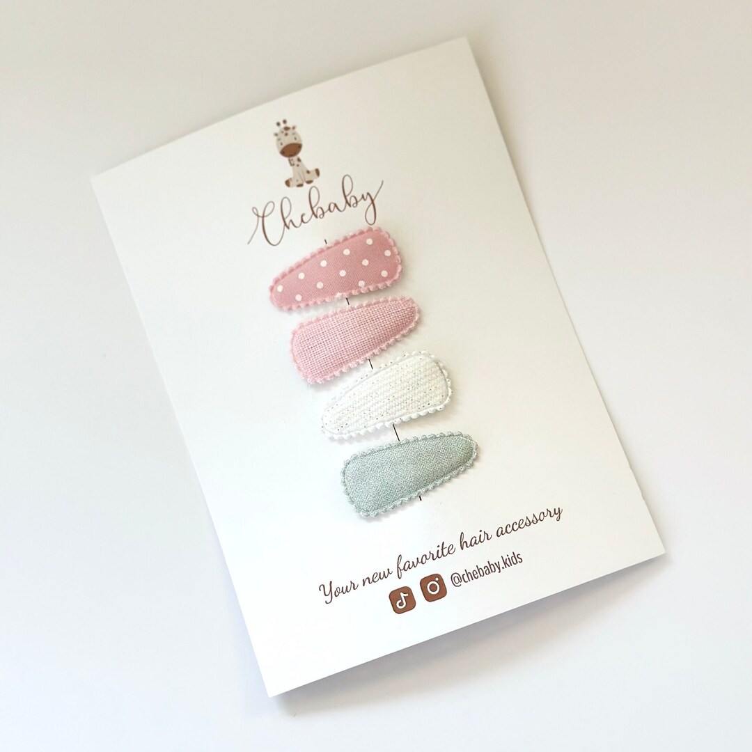 Mini Fabric Snap Clips Set of 4, Newborn Hair Clips, Baby Hair Clips ...