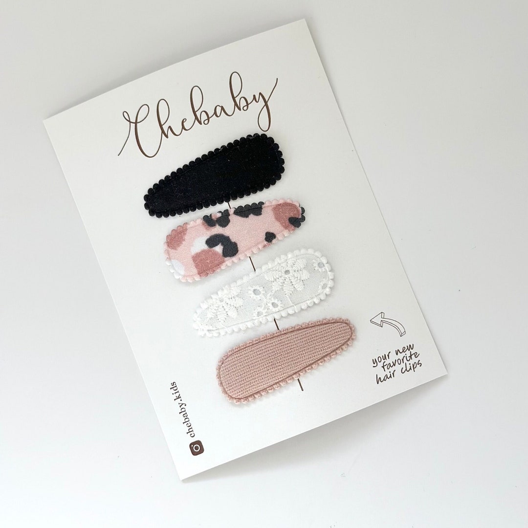 Fabric Snap Clips Set of 4, Toddler Hair Clips, Baby Hair Clips, Fabric ...