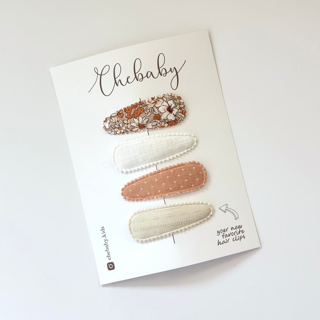 Fabric Snap Clips Set of 4, Toddler Hair Clips, Baby Hair Clips, Fabric ...