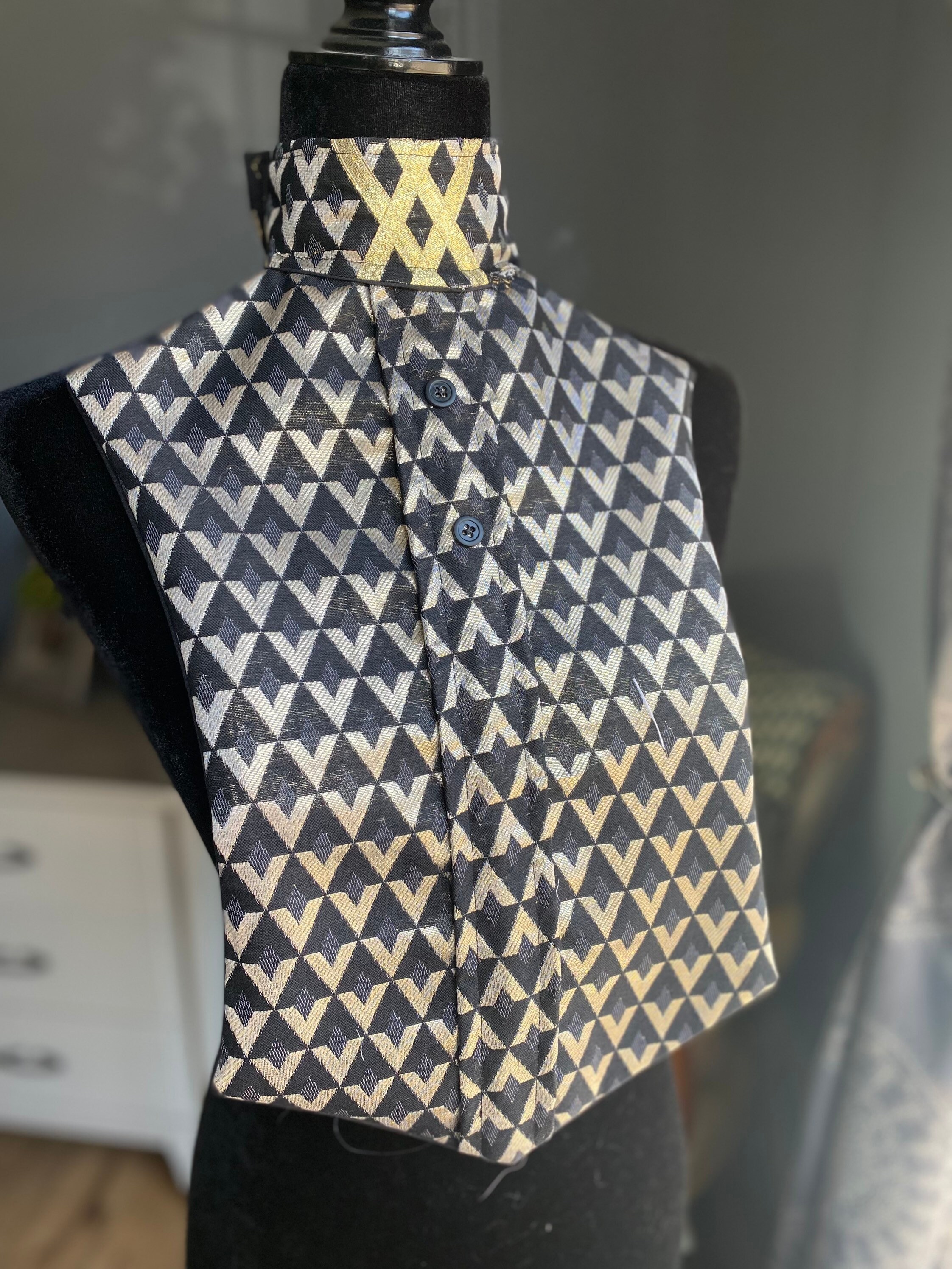 Black And Gold Dickie With Gold Ribbon Collar Accents Etsy