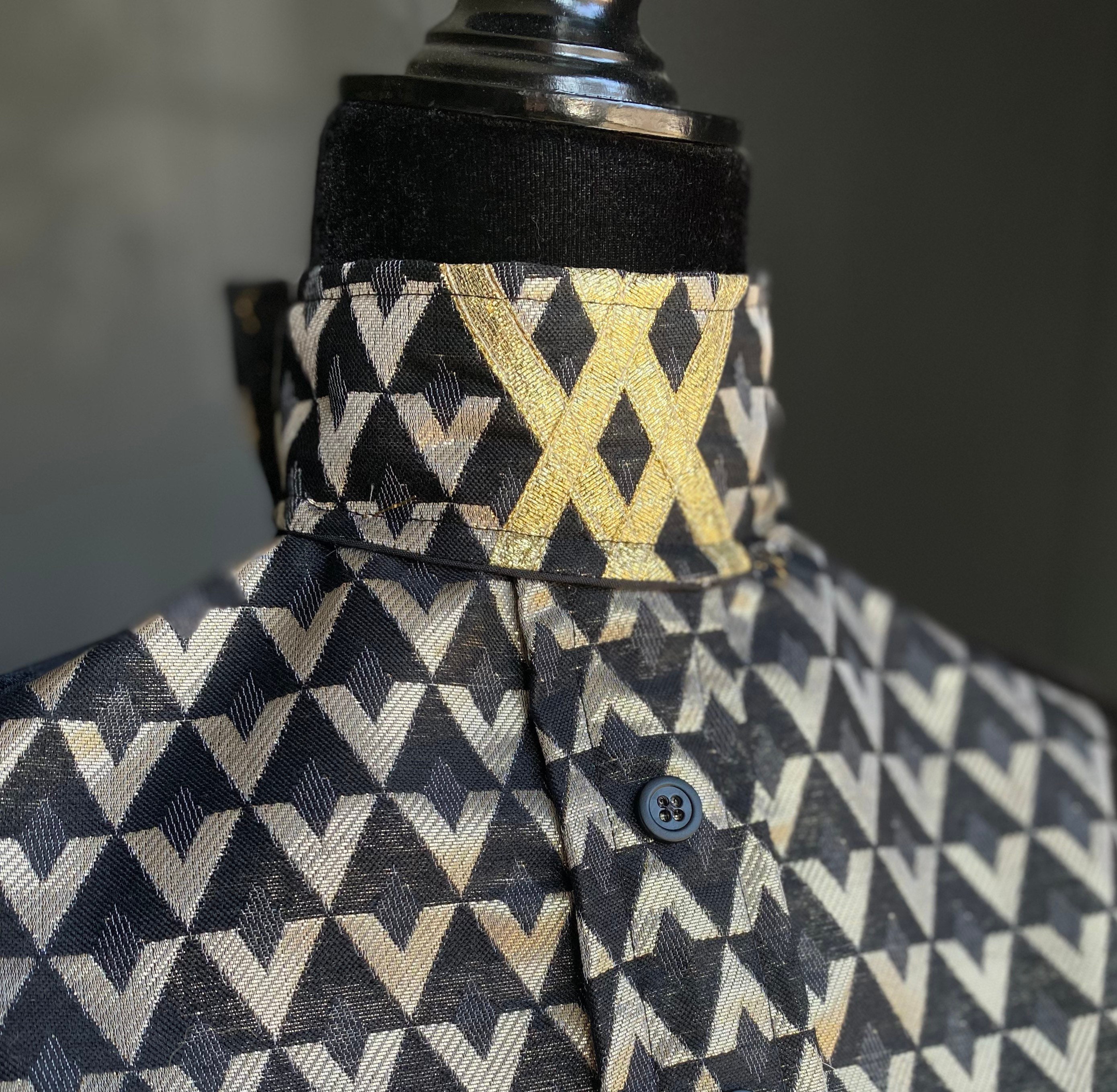 Black & Gold Dickie With Gold Ribbon Collar Accents - Etsy