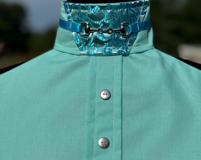 Teal Dickie With Silver Snaffle Bit & Blue Brocade Collar Accent - Etsy