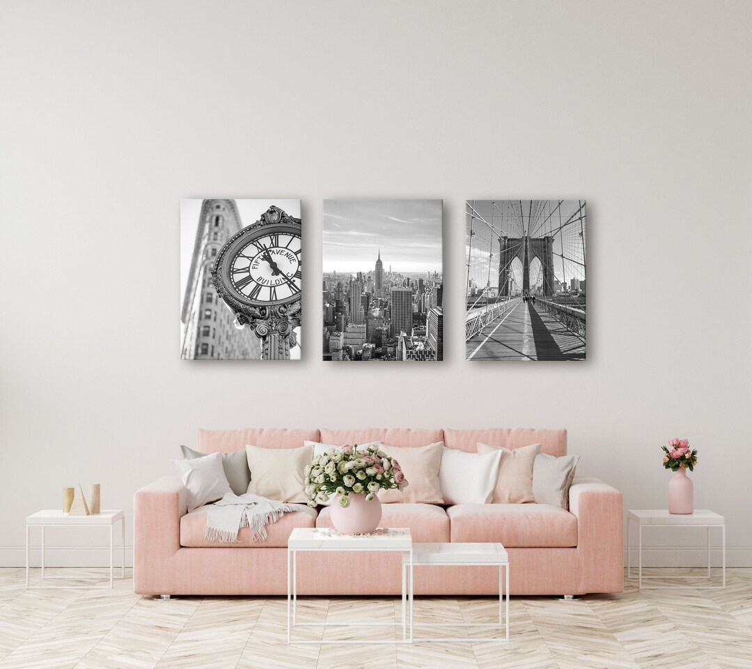 Reframed New York Picture Set on Premium Canvas 3 Pcs. Decoration for ...