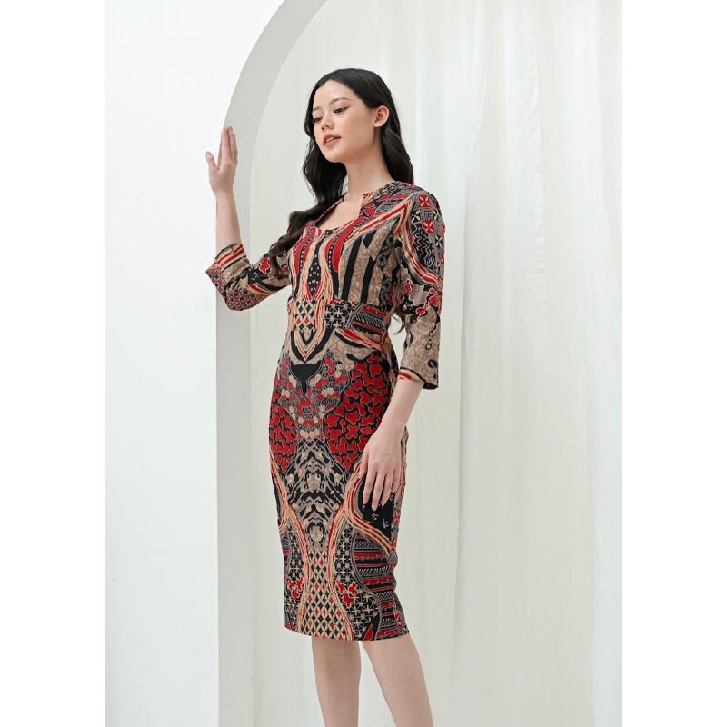 Batik Summer Dress/ Short Dress/ Half Sleeves/ Midi Dress/ Indonesian ...