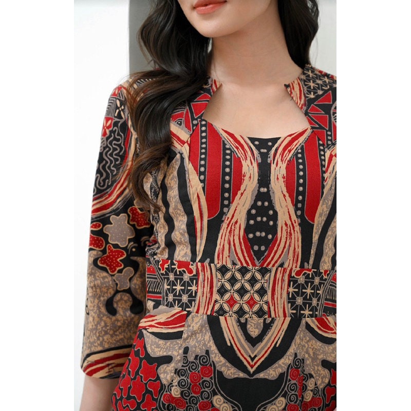 Batik Summer Dress/ Short Dress/ Half Sleeves/ Midi Dress/ Indonesian ...