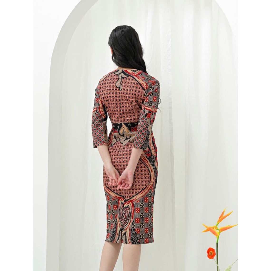 Batik Summer Dress/ Short Dress/ Half Sleeves/ Midi Dress/ Indonesian ...