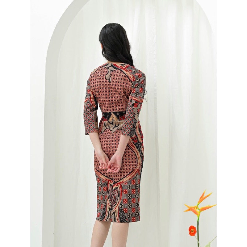 Batik Summer Dress/ Short Dress/ Half Sleeves/ Midi Dress/ Indonesian ...