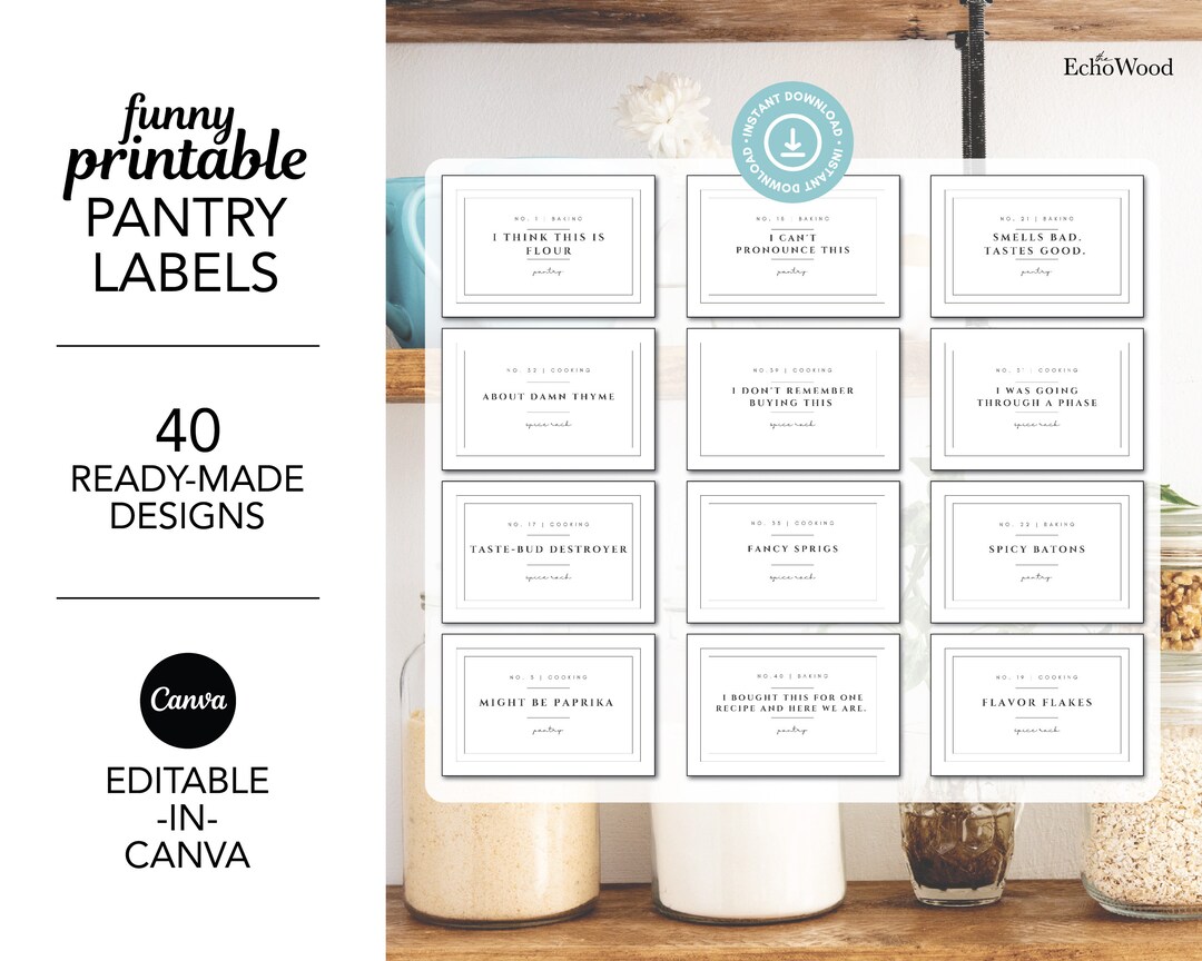 Modern Pantry Labels Template, Spice Jar Stickers, Kitchen Organization ...