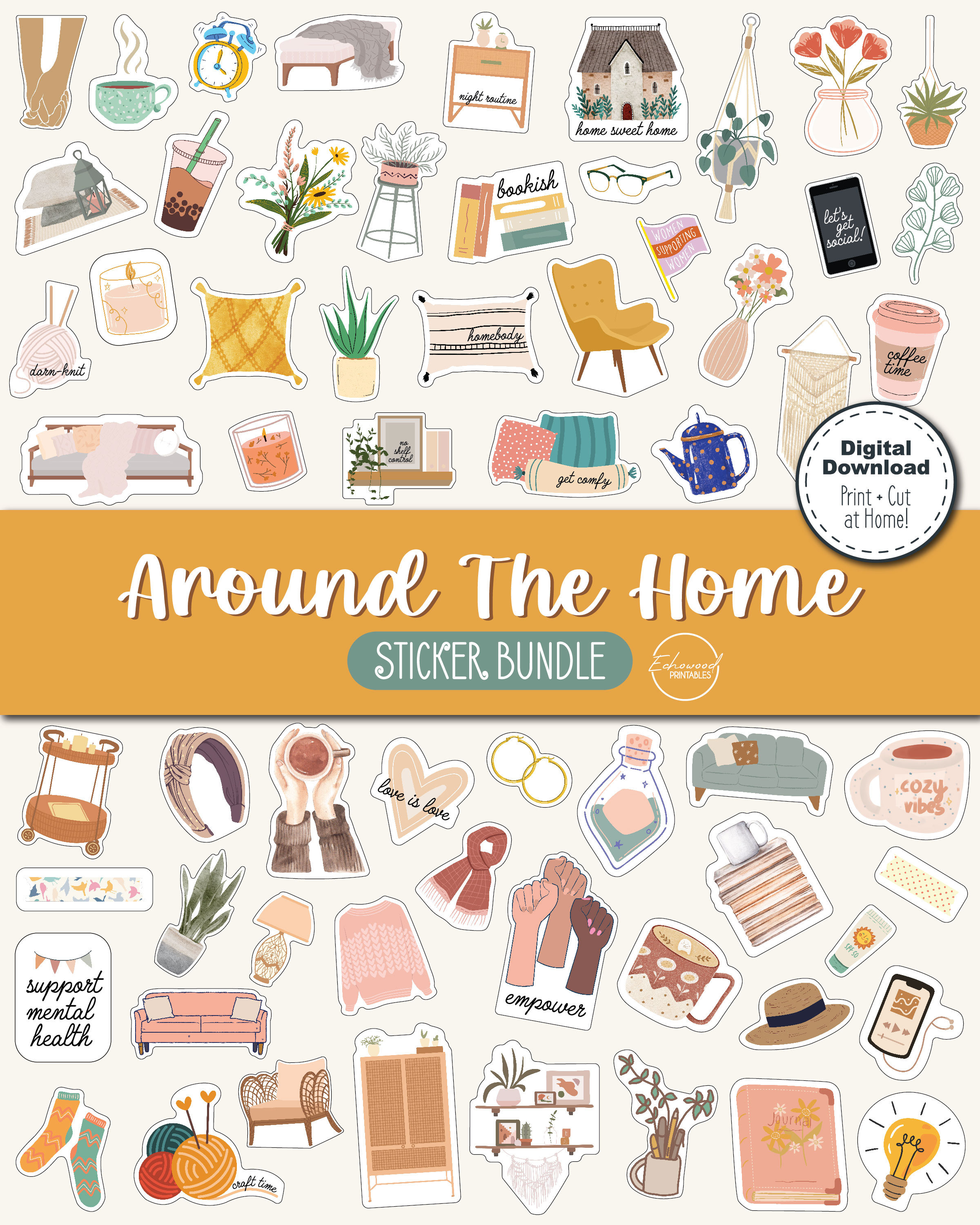 Home Stickers for Cricut Project Ideas, Floral Sticker Sheet and Plant ...