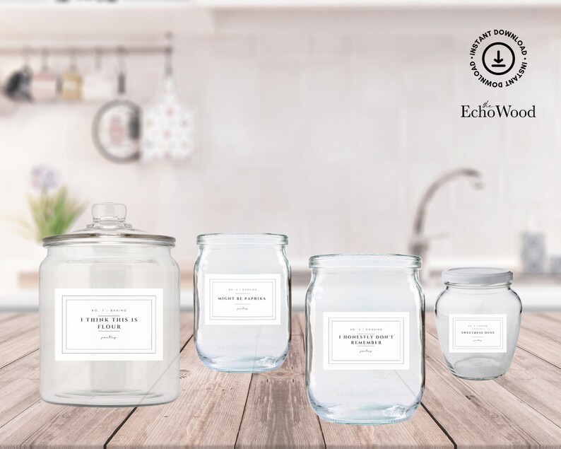 Modern Pantry Labels Template, Spice Jar Stickers, Kitchen Organization ...