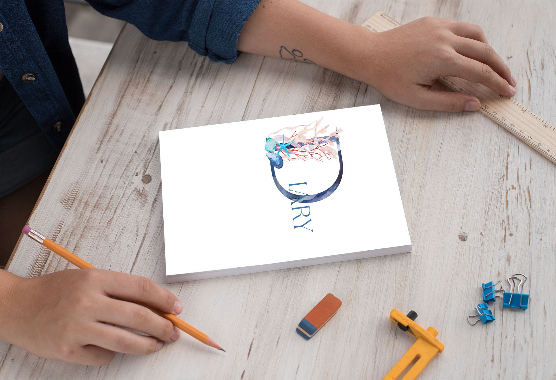 Watercolor Sea Letters, Numbers and Ampersand, Seaweeds, Seashells ...