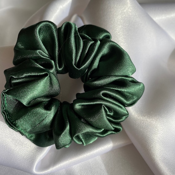 Emerald Green Satin Scrunchie | Etsy