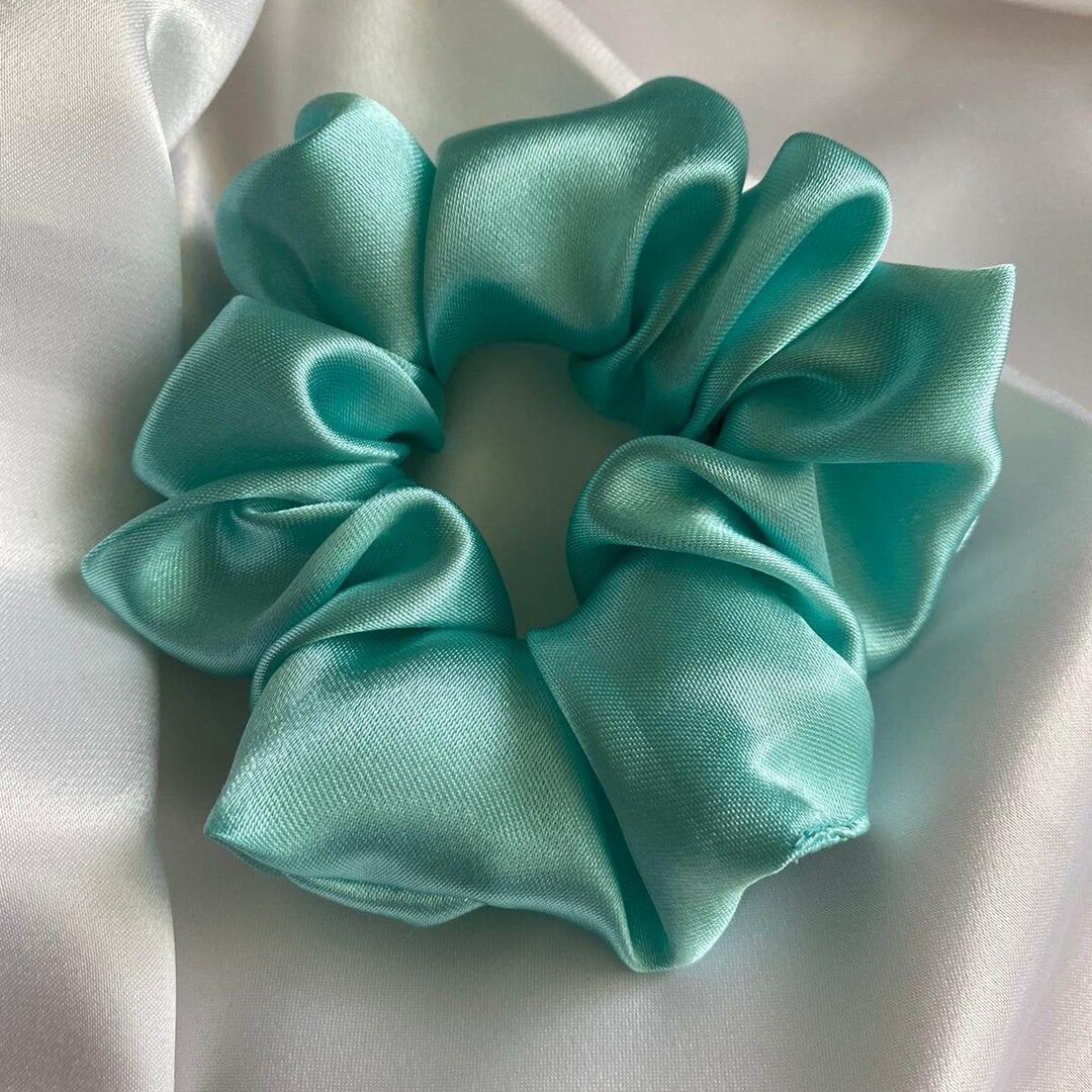 Mint Green Satin Scrunchies - Etsy