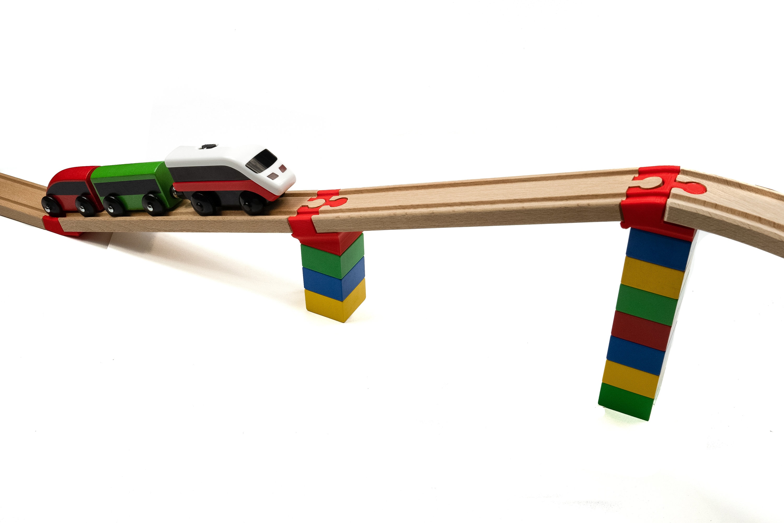 Wooden Train Track Slope Adapters | Incline & Bridge Expansion Set ...