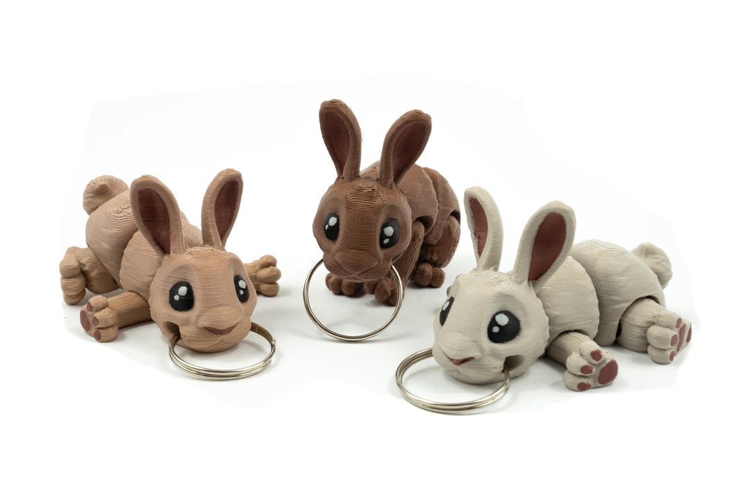 Hand-painted Mini Bunny Fidget Toy With Keychain – Realistic Bunny ...