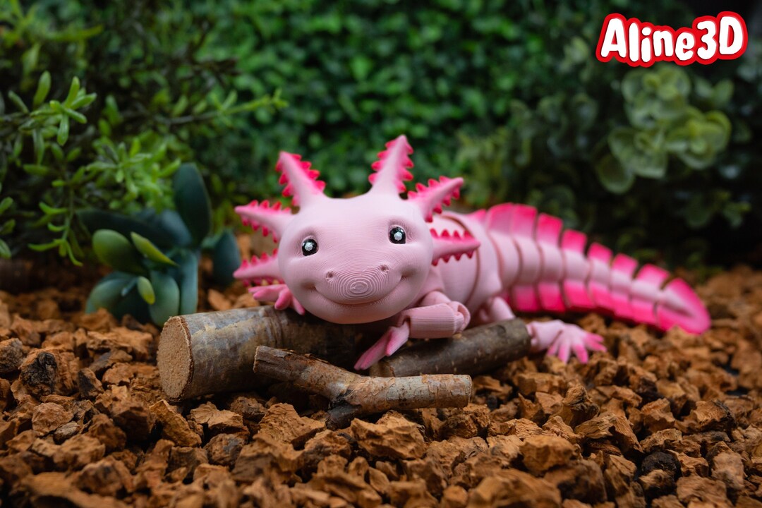 Cute 3d Printed Axolotl Toy, Hand-painted Realistic Axolotl Fidget ...