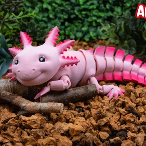 Cute 3d Printed Axolotl Toy, Hand-painted Realistic Axolotl Fidget ...