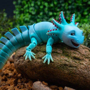 Happy Big Smile Axolotl Toy, Hand-painted Realistic Axolotl Fidget ...