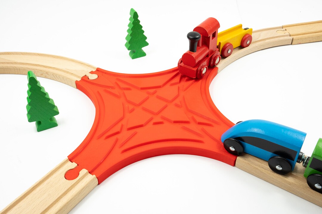 Wooden Train Track 4-way Intersection: Compatible With Brio, IKEA ...