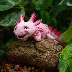 Happy Big Smile Axolotl Toy, Hand-painted Realistic Axolotl Fidget ...