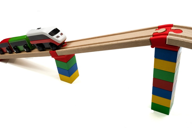Wooden Train Track Slope Adapters | Incline & Bridge Expansion Set ...