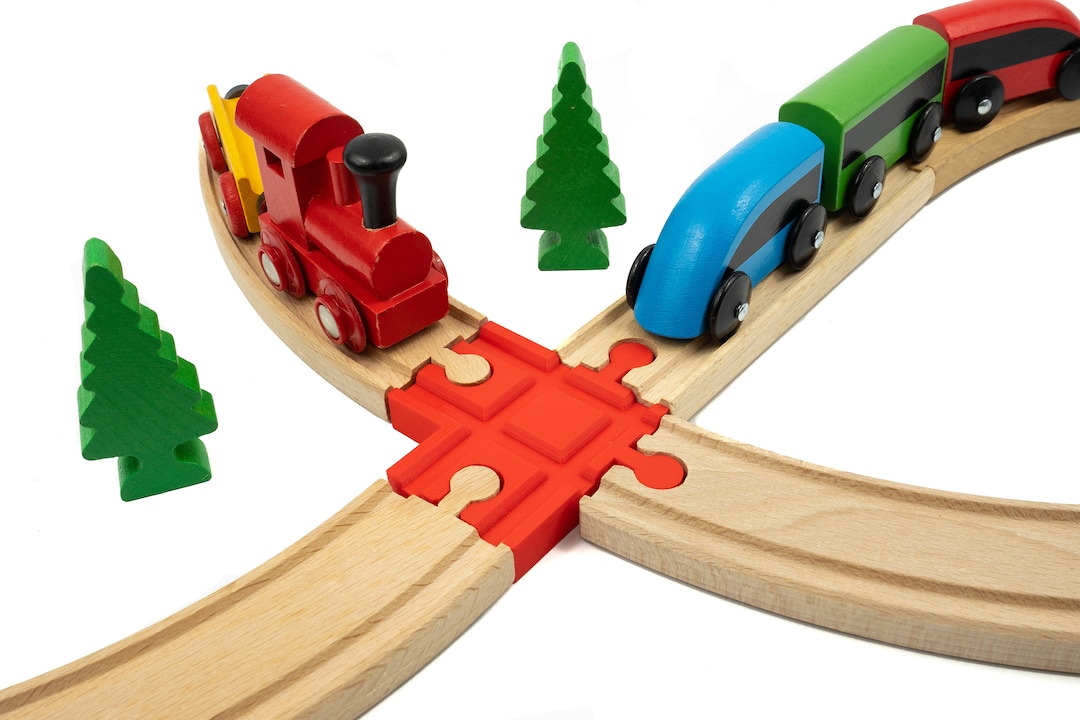 Wooden Train Track 2-way Intersection: Compatible With Brio, IKEA ...