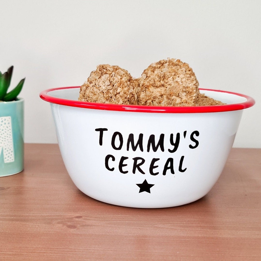 Personalised Cereal Bowl Large Breakfast Morning Named Snacks Enamel ...