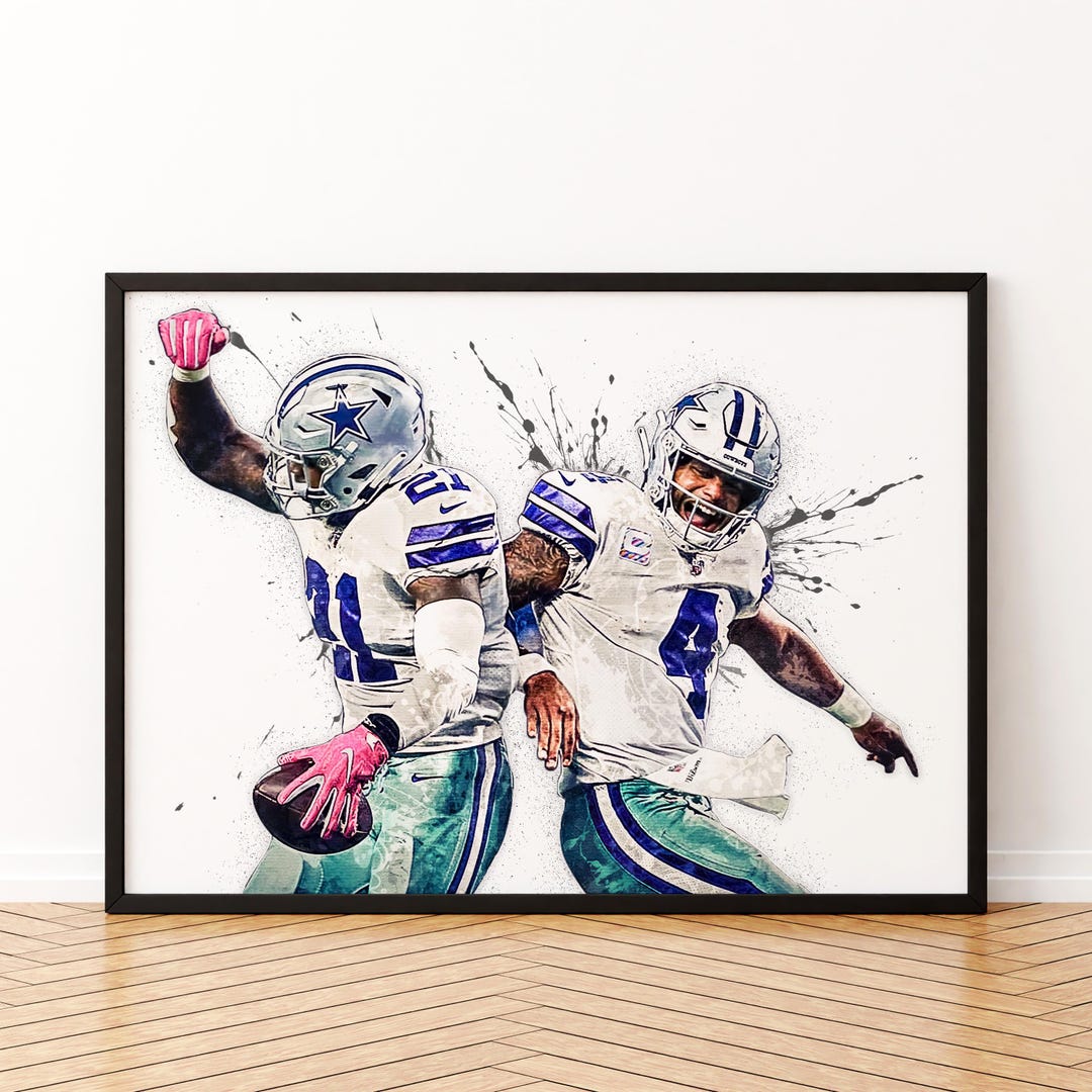 Dak Prescott & Ezekiel Elliott Canvas, Football Wall Art, Gift for Fans ...