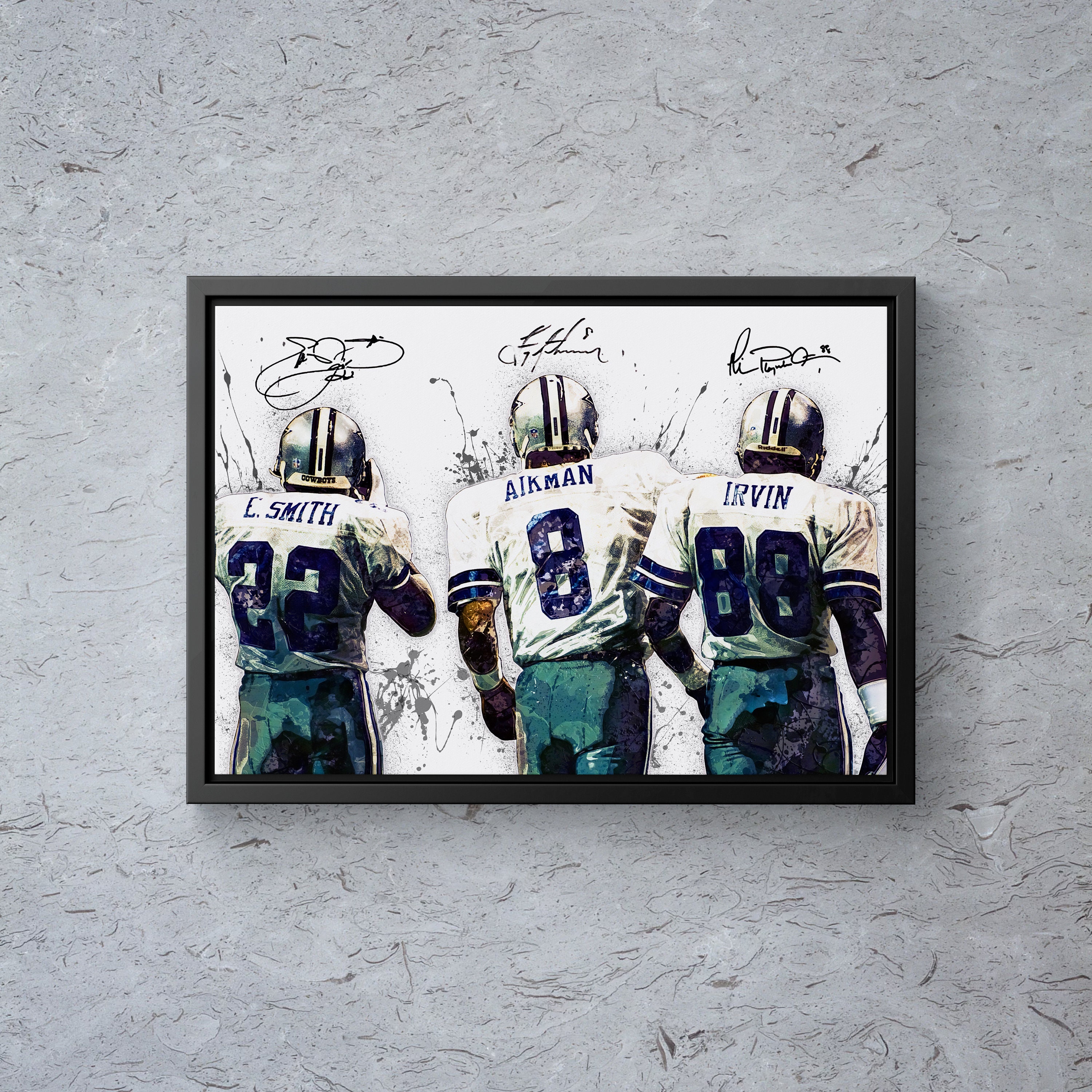 Troy Aikman, Emmitt Smith, Michael Irvin, Dallas Cowboys, Football, Painting Hand Made Canvas ...