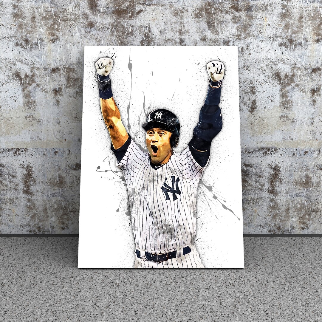 Derek Jeter Poster, Baseball, Canvas Print, Art Print, Man Cave Gift ...