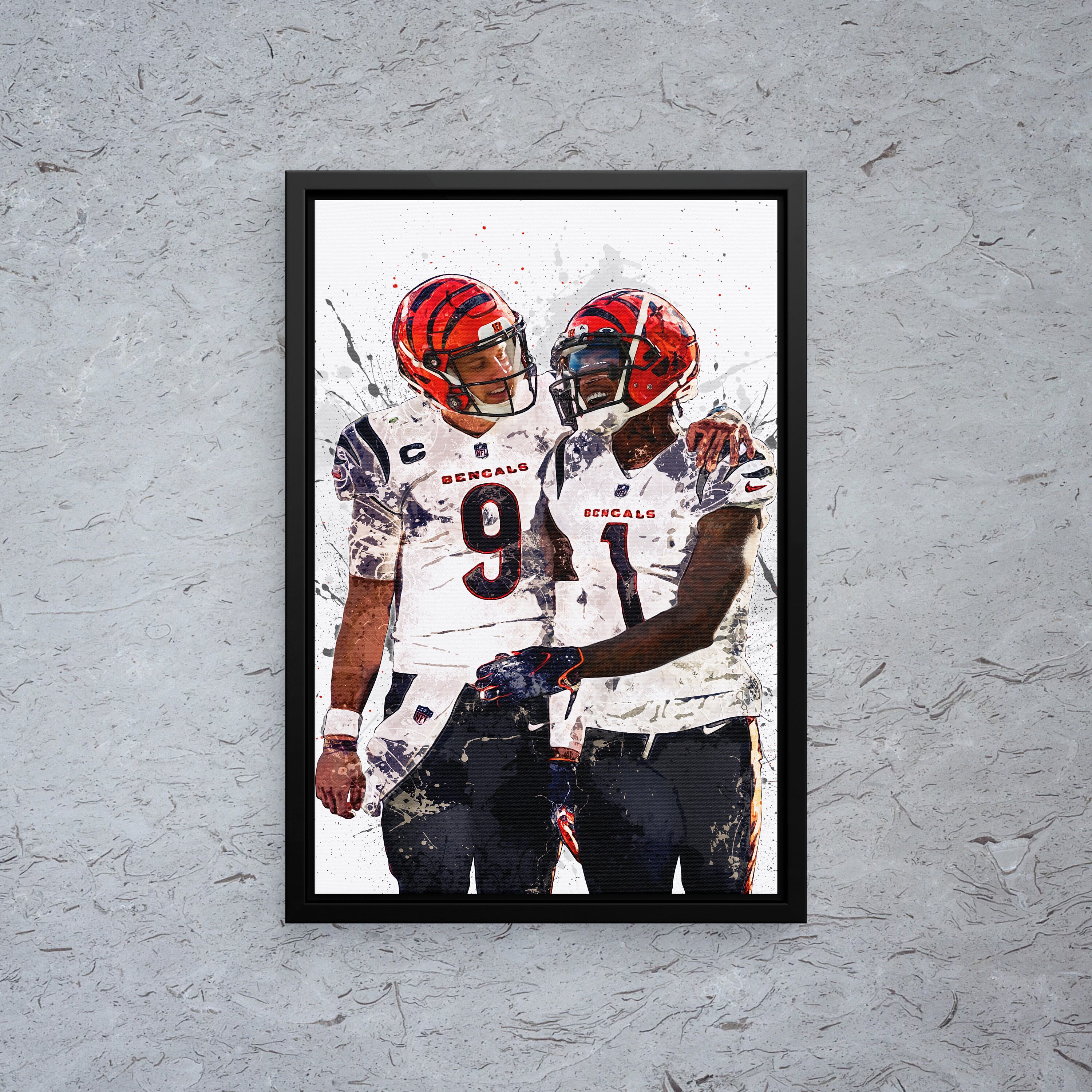 Joe Burrow, Ja'marr Chase Poster, Football, Painting Hand Made Canvas ...