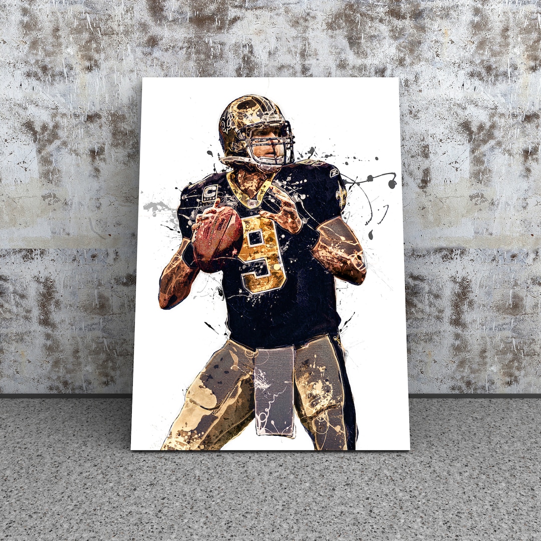 Drew Brees Poster Painting Hand Made Canvas Framed Wall Art - Etsy