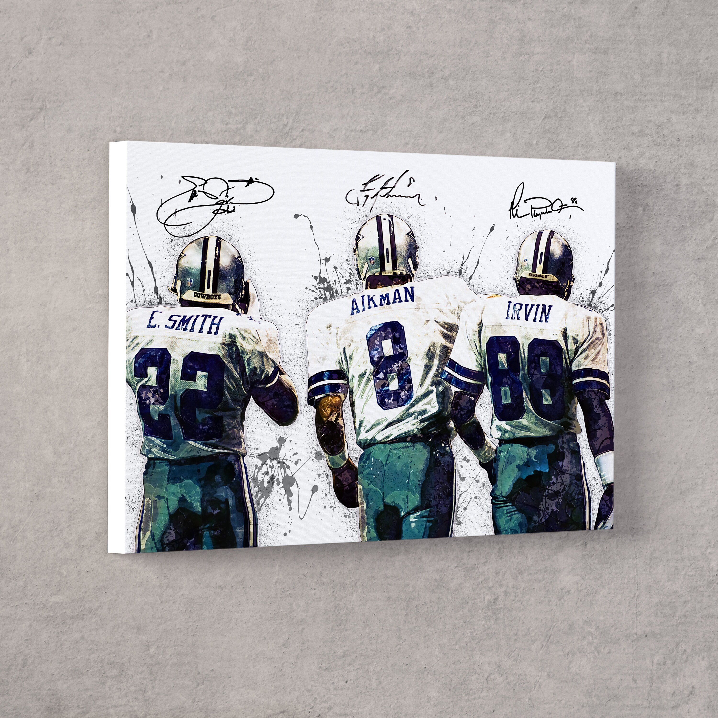 Troy Aikman, Emmitt Smith, Michael Irvin, Dallas Cowboys, Football, Painting Hand Made Canvas ...