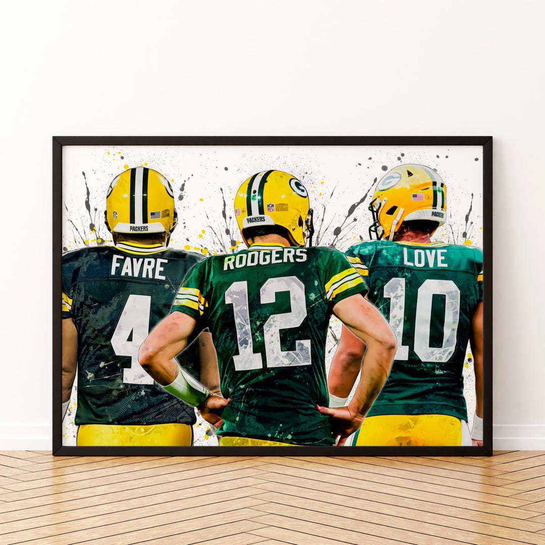 Brett Favre Aaron Rodgers Jordan Love, Football Players, Canvas Wall Art, Football Poster Print ...