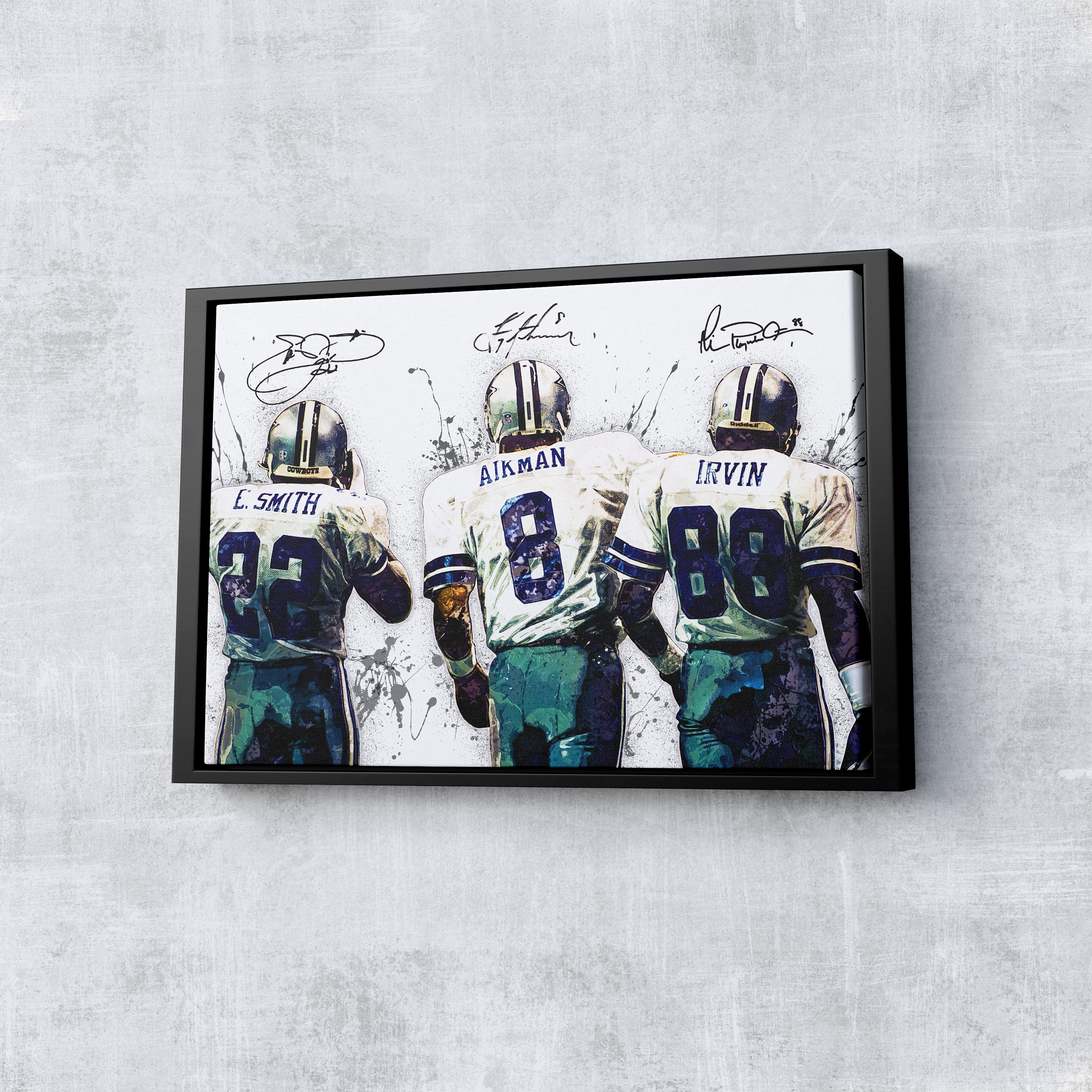 Troy Aikman, Emmitt Smith, Michael Irvin, Dallas Cowboys, Football, Painting Hand Made Canvas ...