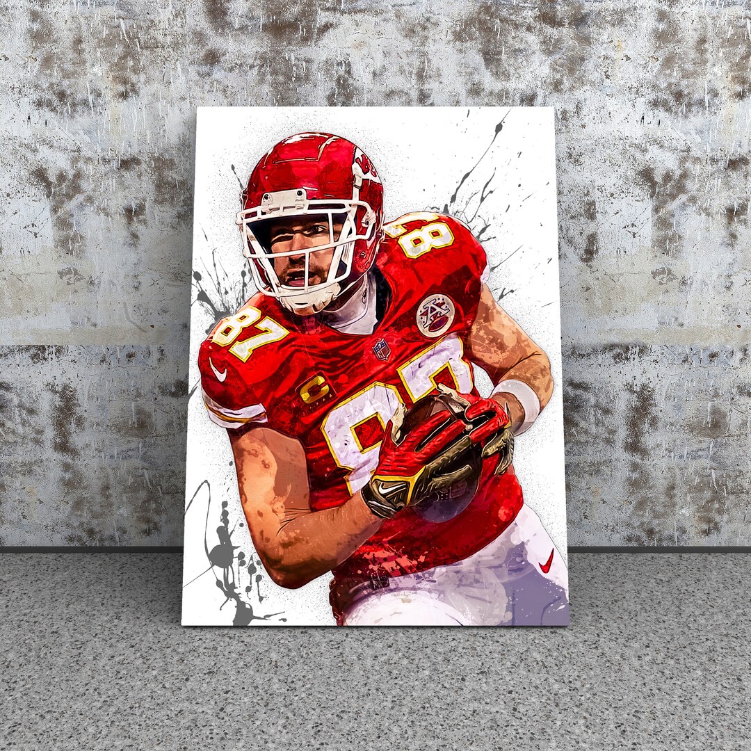 Travis Kelce Poster, Painting Hand Made Canvas, Framed Wall Art, Poster ...
