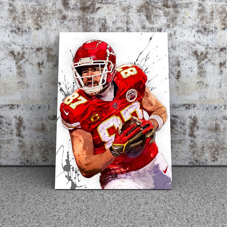 Travis Kelce Poster, Painting Hand Made Canvas, Framed Wall Art, Poster ...