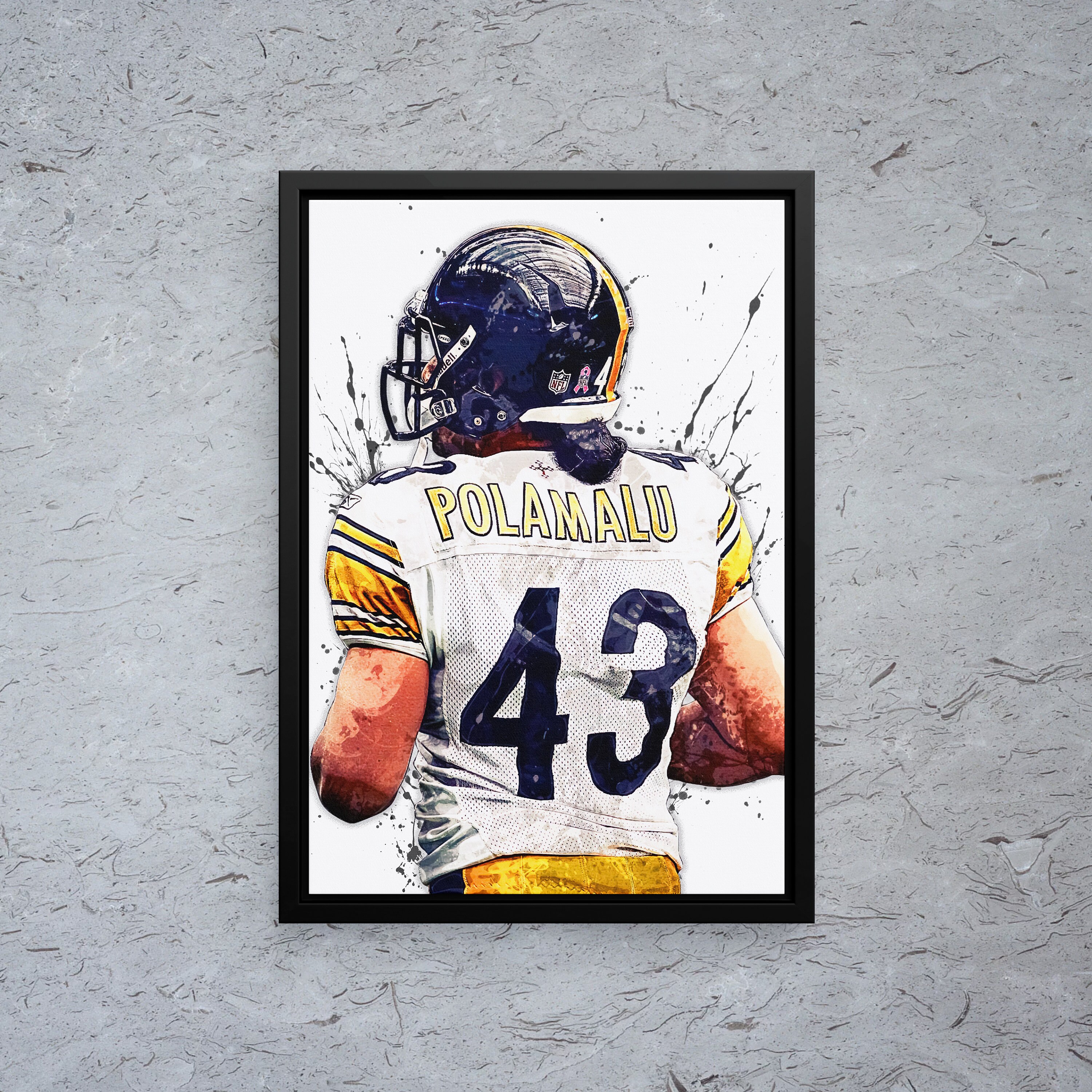 Troy Polamalu Poster, Football Painting Hand Made Canvas, Framed Wall ...