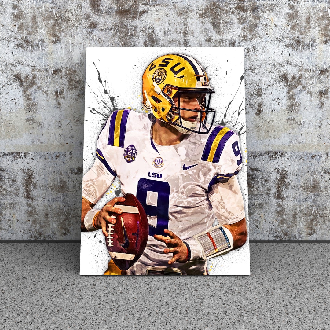 Joe Burrow Poster, Football Painting Hand Made Canvas, Framed Wall Art ...