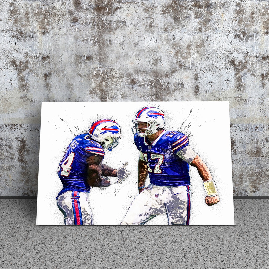 Josh Allen, Stefon Diggs, Canvas, Framed Wall Art, Poster Print, Man ...