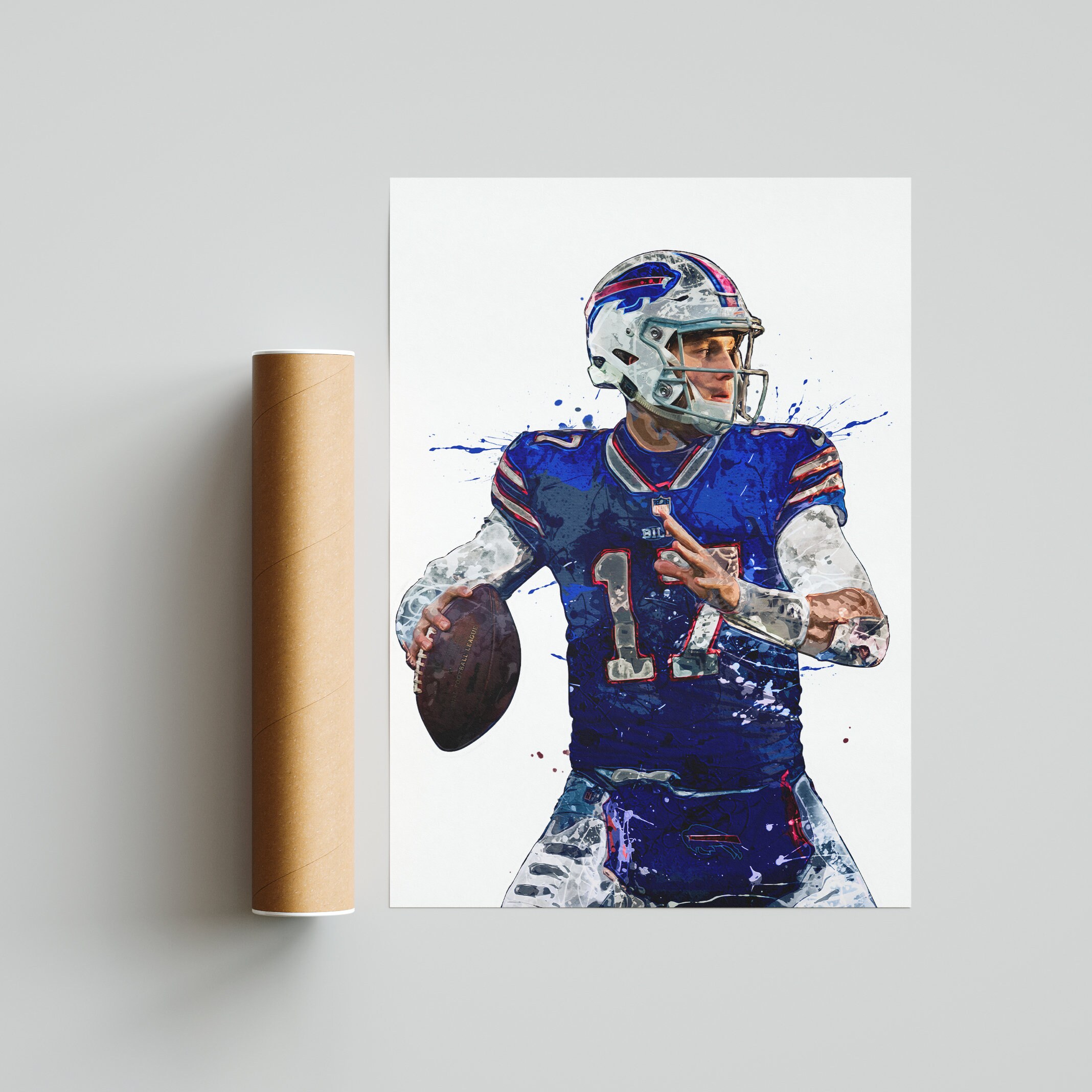 Josh Allen Football Painting Hand Made Canvas Framed Wall - Etsy