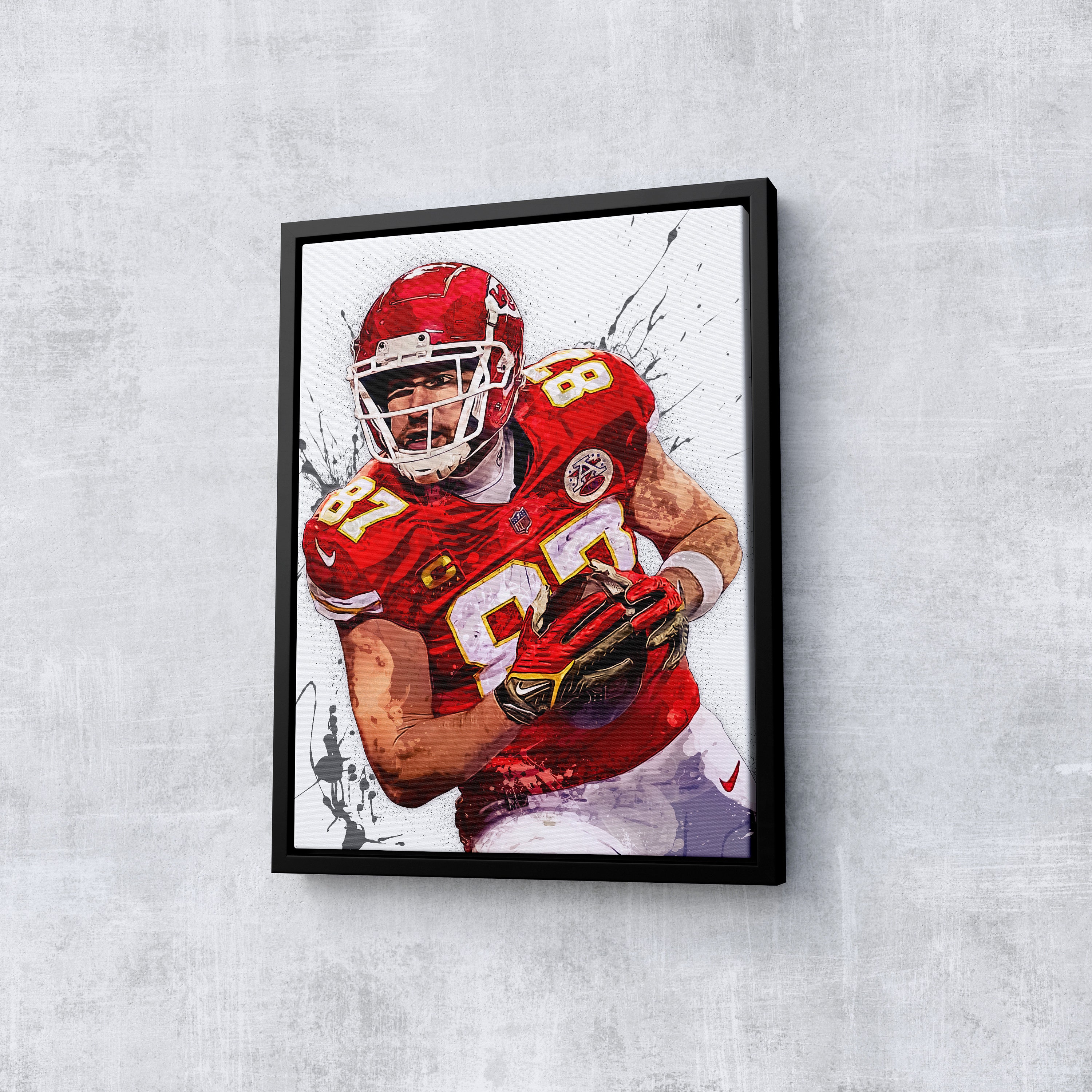 Travis Kelce Poster, Painting Hand Made Canvas, Framed Wall Art, Poster ...