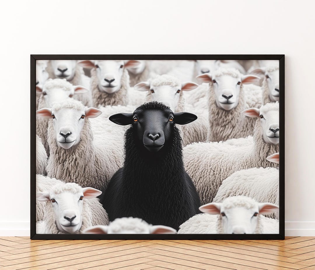 Black Sheep Among White Sheeps, Funny Art, Canvas Print, Poster Print, Wall Art, Wall Decor - Etsy