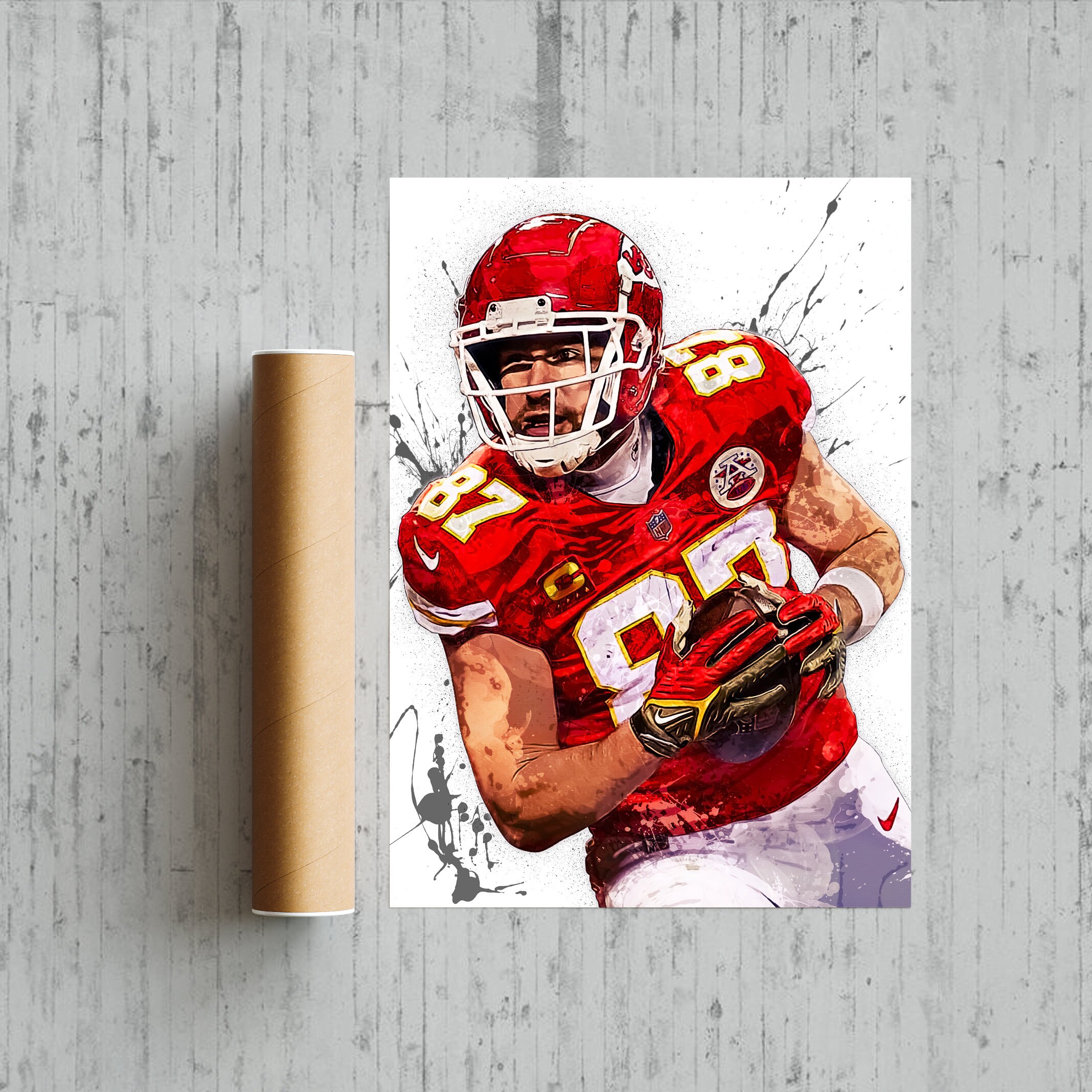 Travis Kelce Poster, Painting Hand Made Canvas, Framed Wall Art, Poster ...