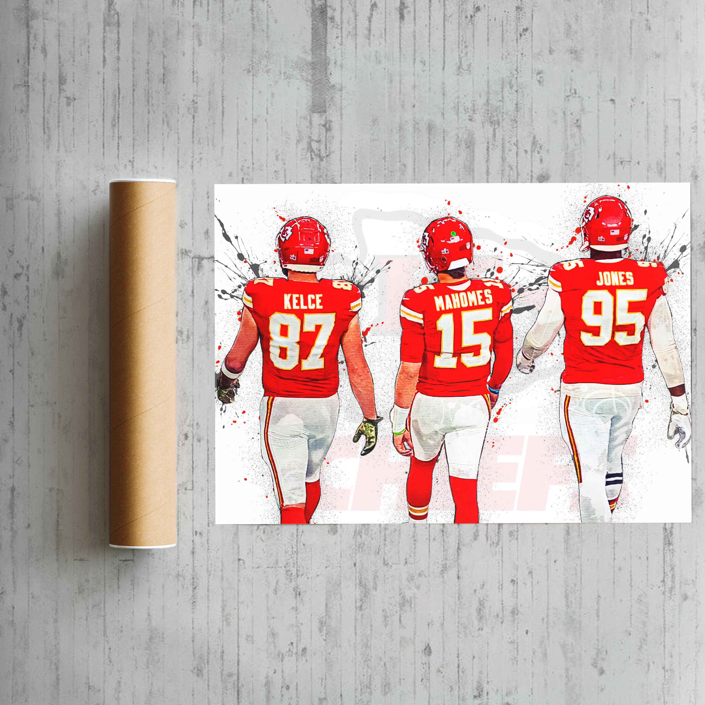Patrick Mahomes, Travis Kelce, Chris Jones, Poster, Canvas Wrap, Man Cave, Game Room, Kids Room ...